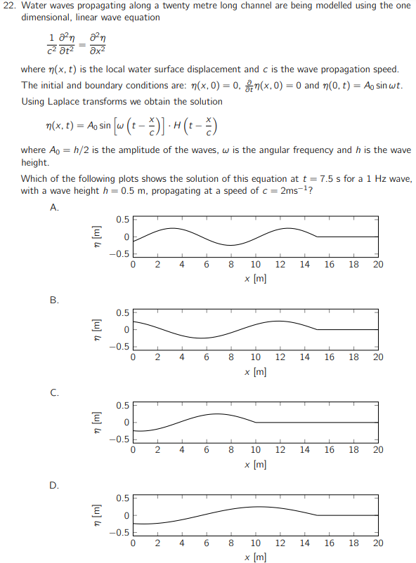 Solved 2. Water waves propagating along a twenty metre long | Chegg.com
