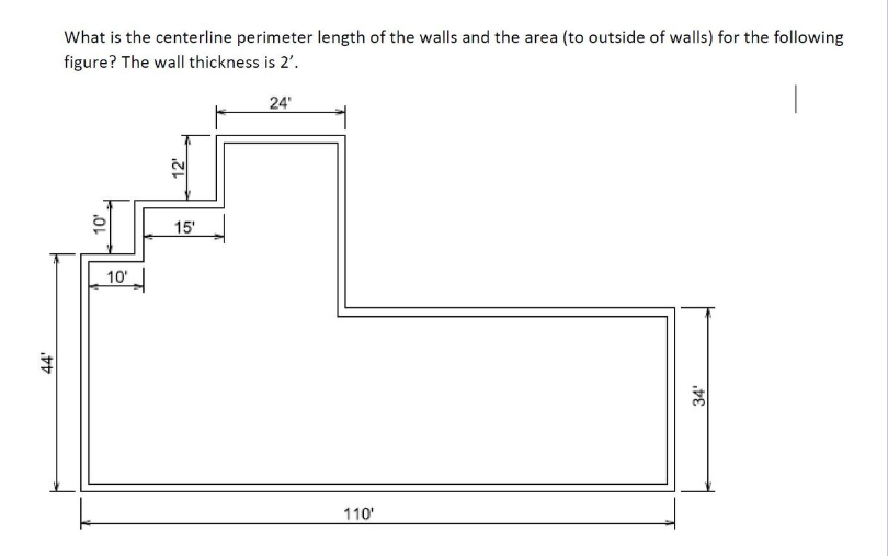 Solved What is the centerline perimeter length of the walls | Chegg.com