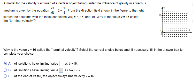 Solved A model for the velocity v at time t of a certain | Chegg.com