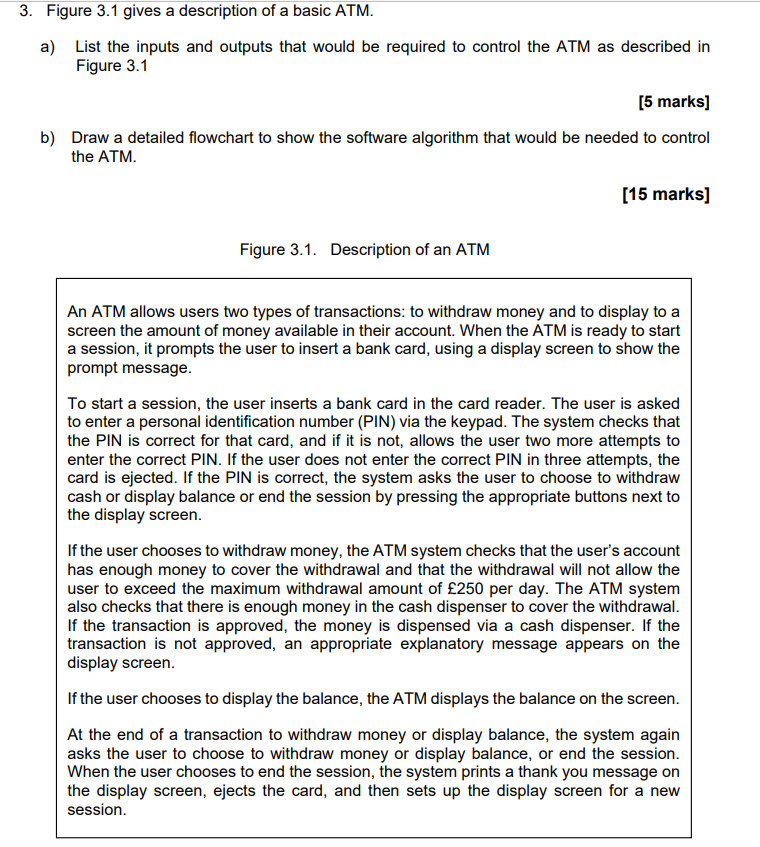 Solved 3. Figure 3.1 gives a description of a basic ATM. a) | Chegg.com
