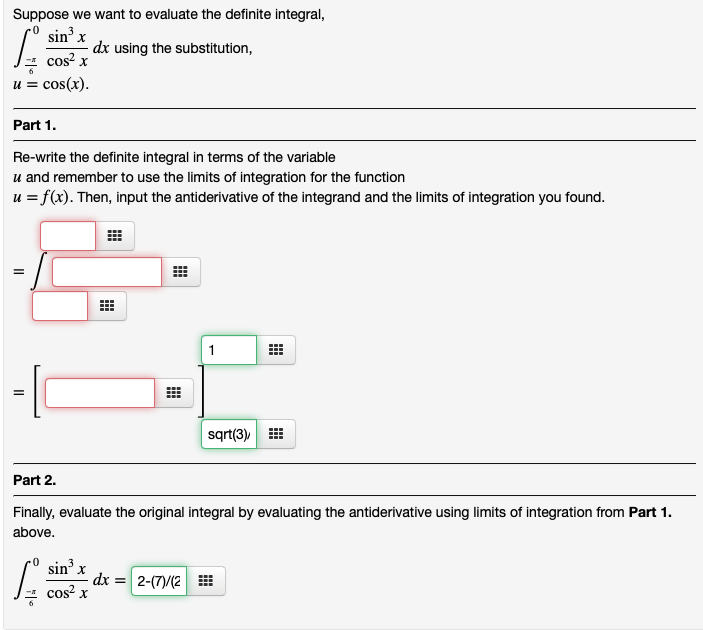 Solved (1 point) Integrals Involving Trigonometric Functions | Chegg.com