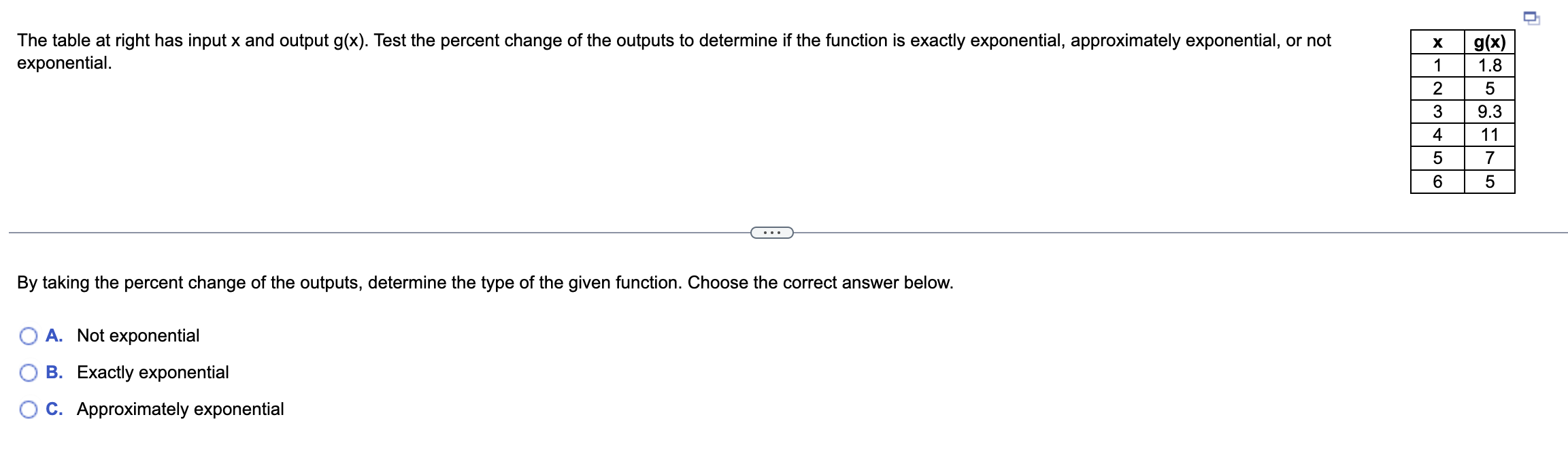 Solved The table at right has input x and output g(x). Test | Chegg.com