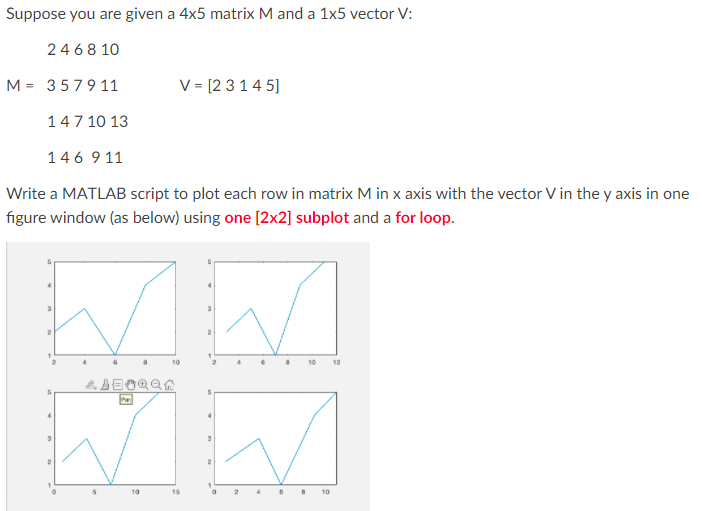 Solved Suppose you are given a 4x5 matrix M and a 1x5 vector | Chegg.com
