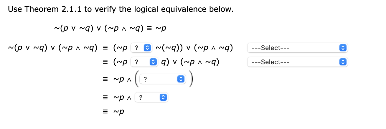 Use Theorem 2.1.1 to verify the logical equivalence | Chegg.com