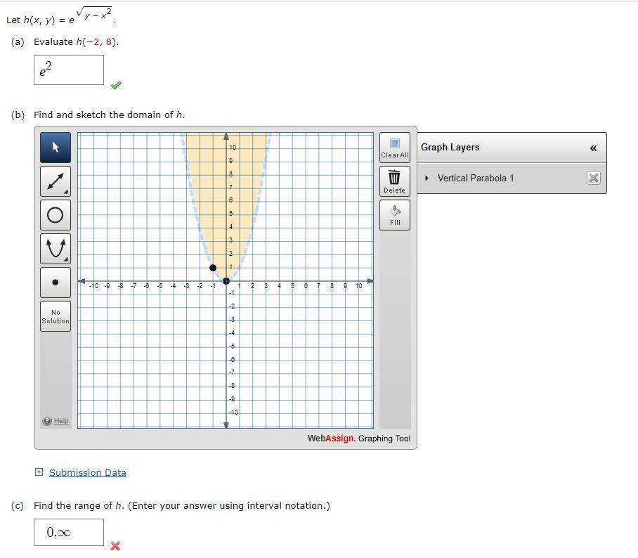 Solved Let h(x,y)=ey−x2. (a) Evaluate h(−2,8). (b) Find and | Chegg.com