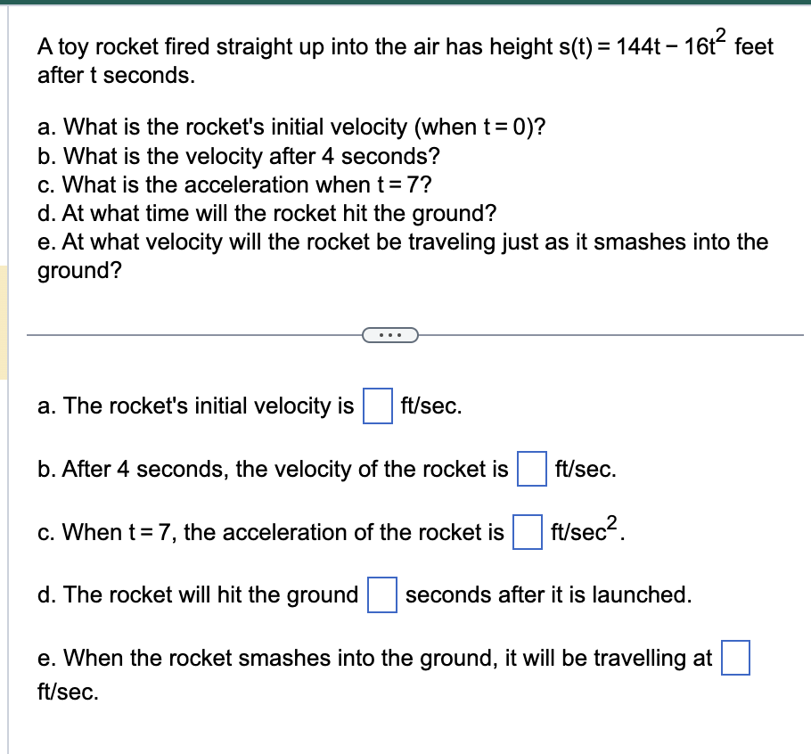 Solved A toy rocket fired straight up into the air has | Chegg.com