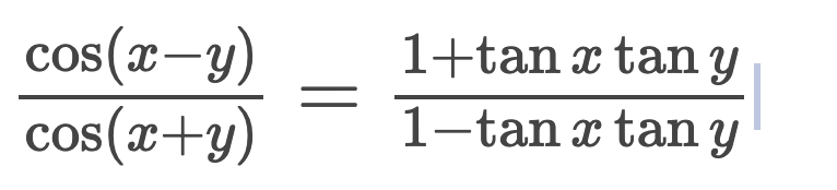 Solved cos(x+y)cos(x−y)=1−tanxtany1+tanxtany | Chegg.com