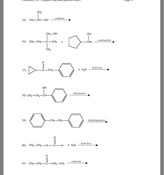 Solved Chemistry 32-Organic reactions practice sheet Page 4 | Chegg.com