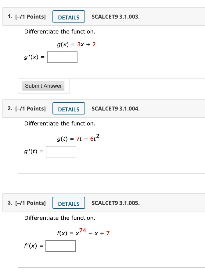 Solved 1. [-/1 Points] DETAILS SCALCET9 3.1.003. | Chegg.com
