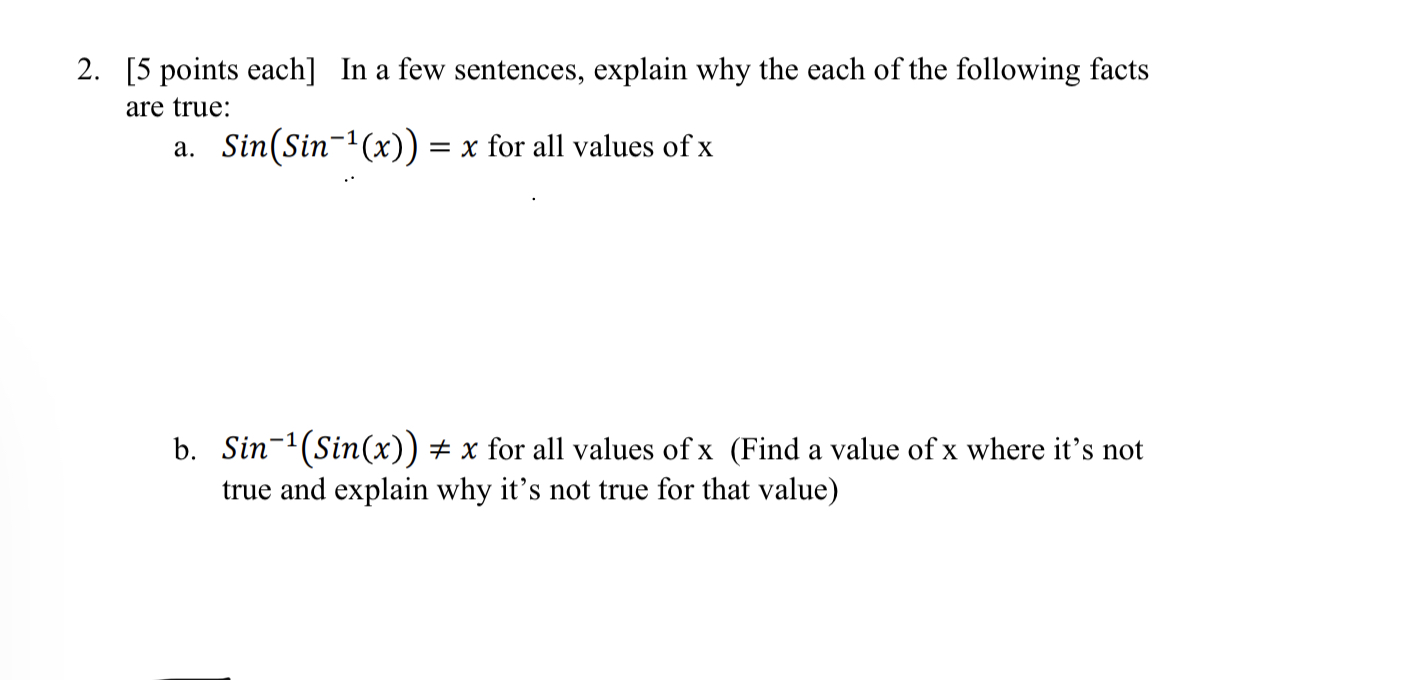 Solved 2. [5 points each ] In a few sentences, explain why | Chegg.com