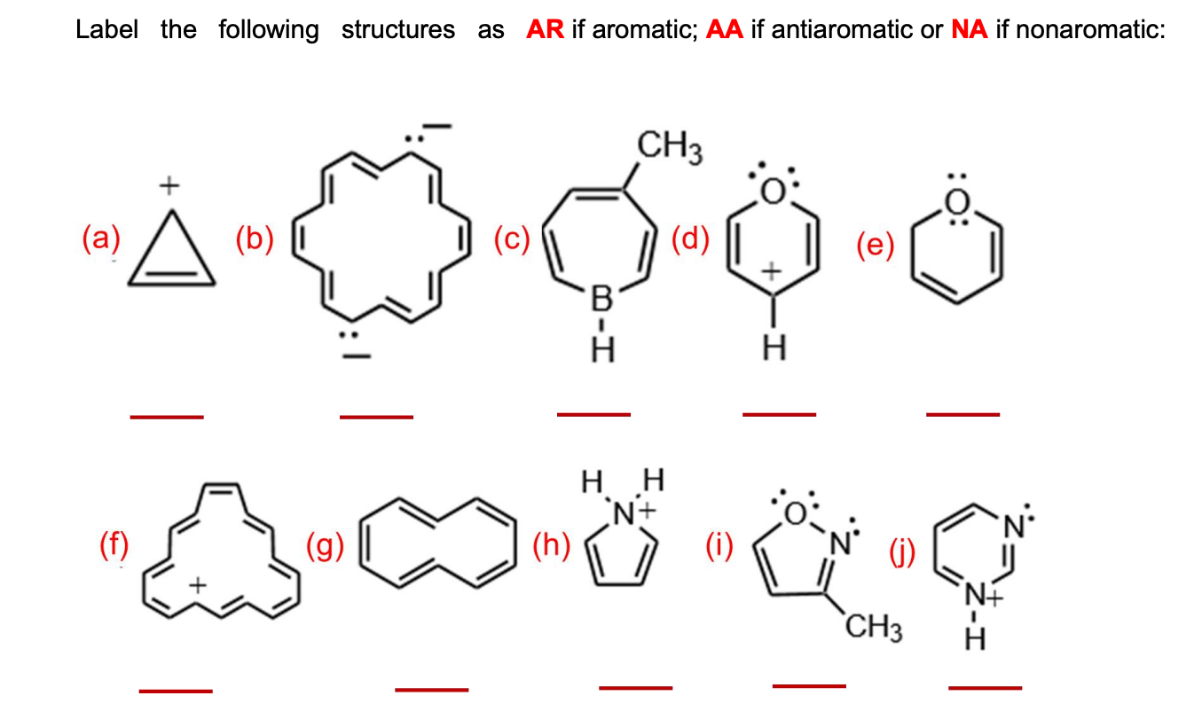 Solved Label the following structures as AR if aromatic; AA | Chegg.com