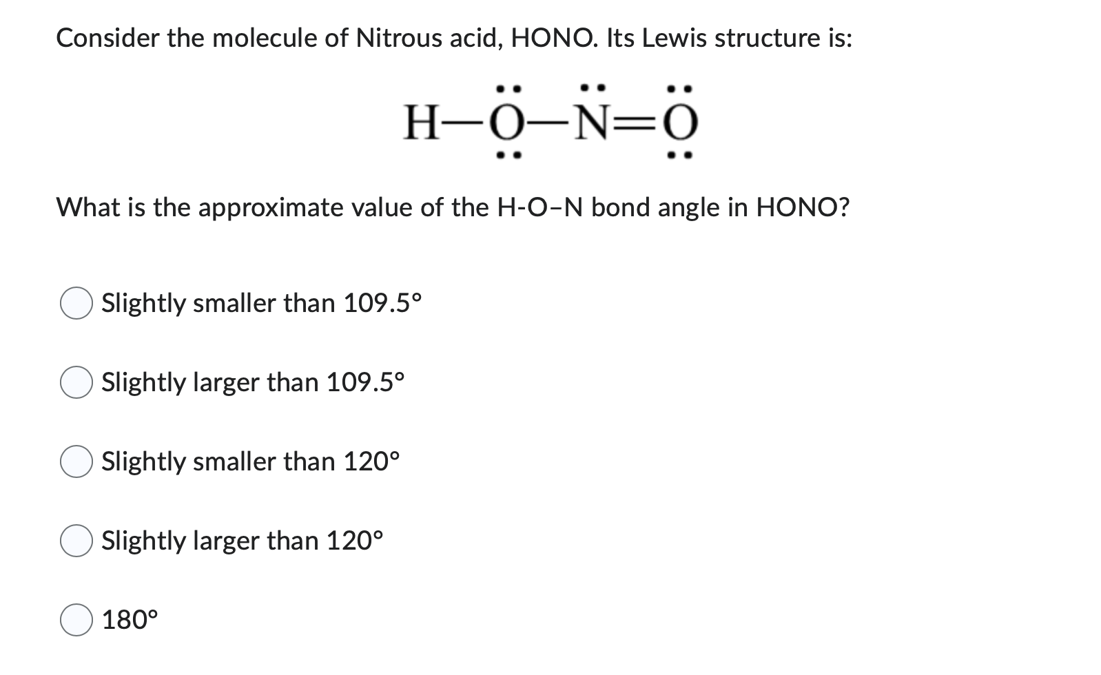 Solved Consider the molecule of Nitrous acid, HONO. Its | Chegg.com