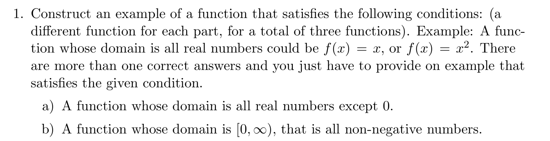 Solved Construct an example of a function that satisfies the | Chegg.com