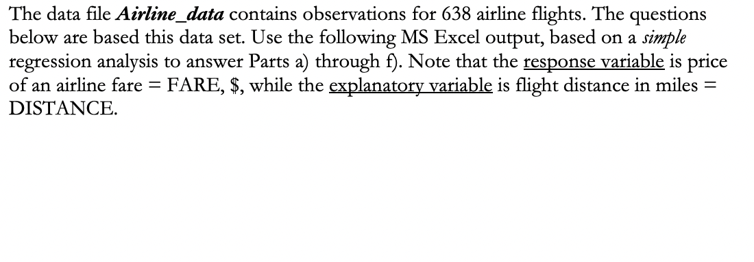 The data file Airline_data contains observations for | Chegg.com