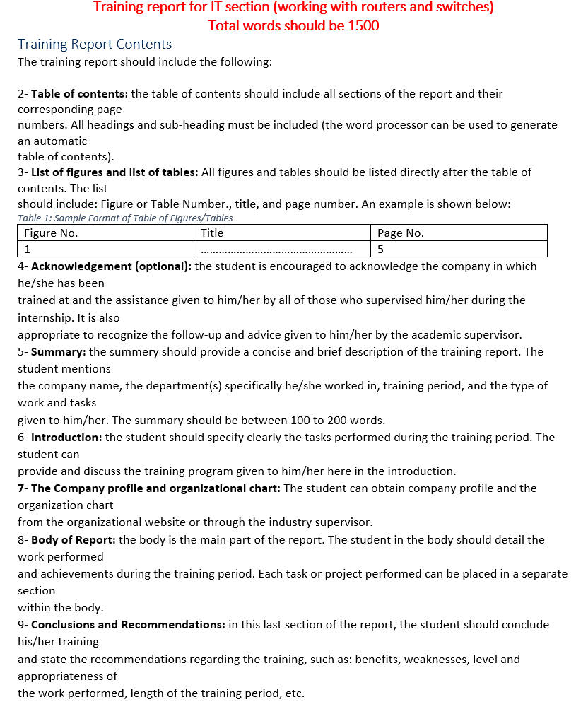Solved Training report for IT section (working with routers | Chegg.com