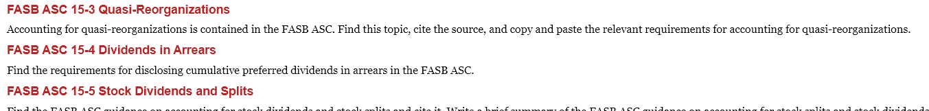 Solved FASB ASC 15-3 Quasi-Reorganizations Accounting for | Chegg.com