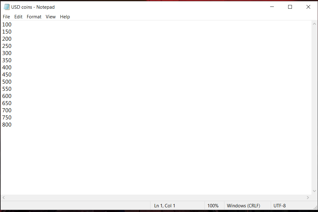 JAVA CODE AND THIS IS THE FILE (Set Of Coins In | Chegg.com