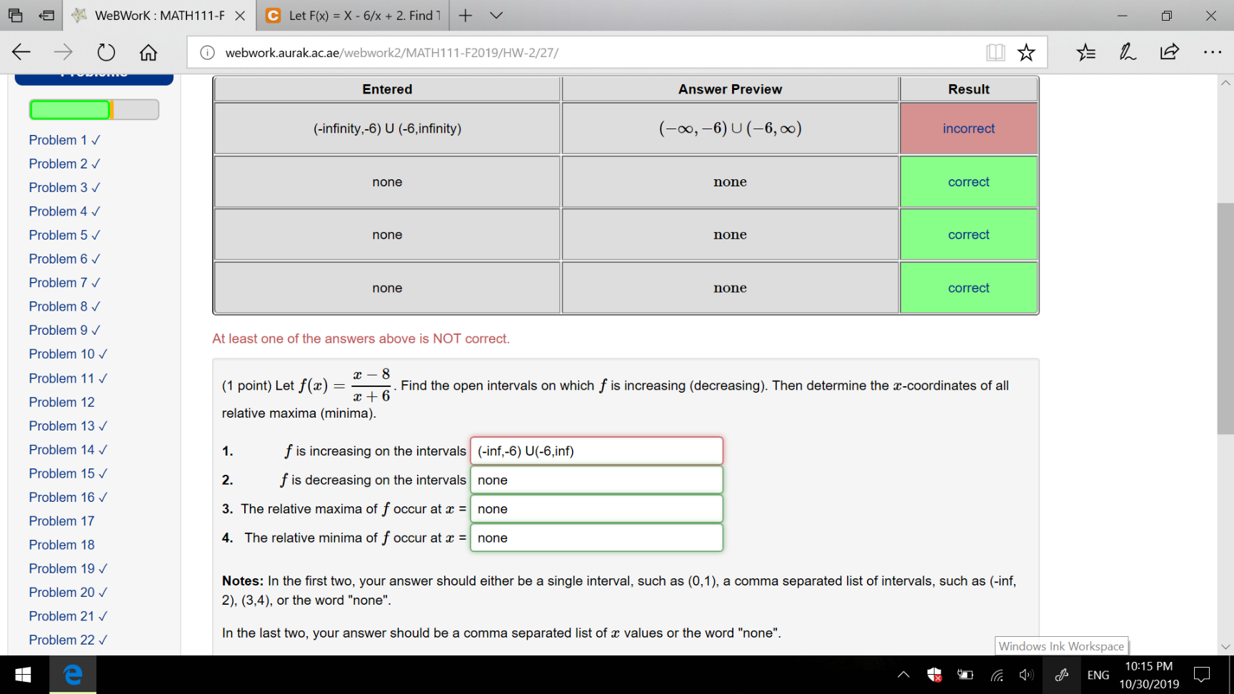 Solved: Let F(x)=x−8/x+6. Find The Open Intervals On Which... | Chegg.com
