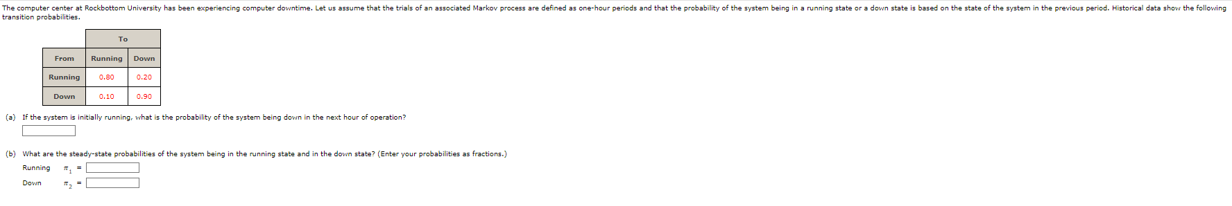 Solved transition probabilities. (a) If the system is | Chegg.com