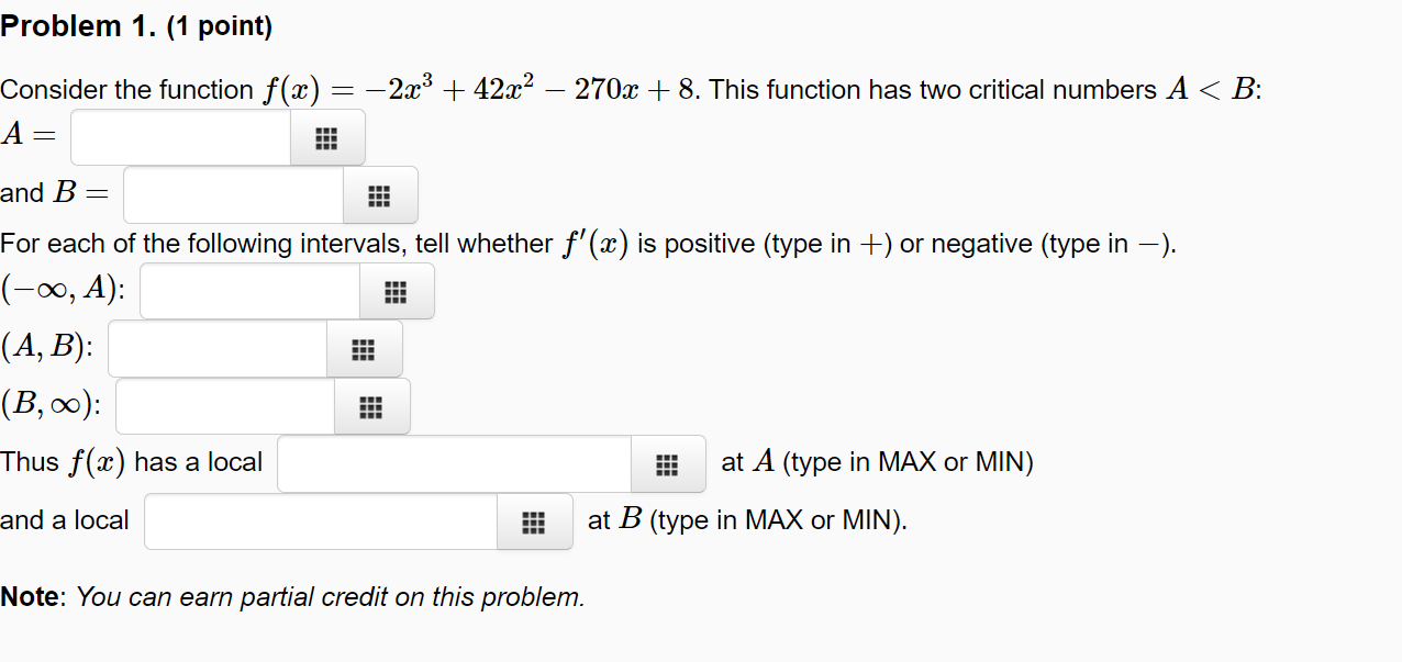 Solved Consider The Function F X −2x3 42x2−270x 8 This