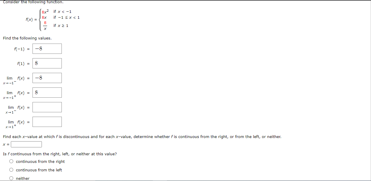 Solved Consider the following function. f(x) = 8x2 if x