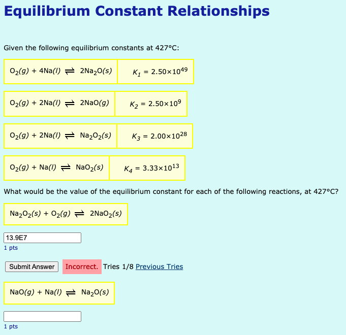 Solved Equilibrium Constant Relationships Given the | Chegg.com