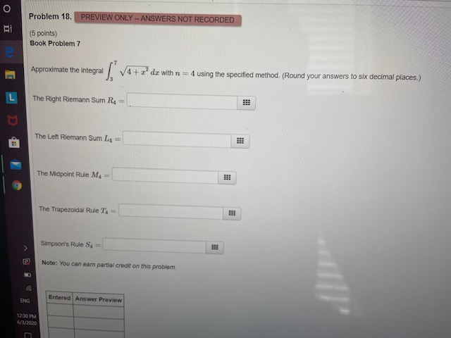 Solved O Problem 18. PREVIEW ONLY - ANSWERS NOT RECORDED (5 | Chegg.com