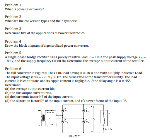 Solved Problem 1What is power electronics?Problem 2What are | Chegg.com
