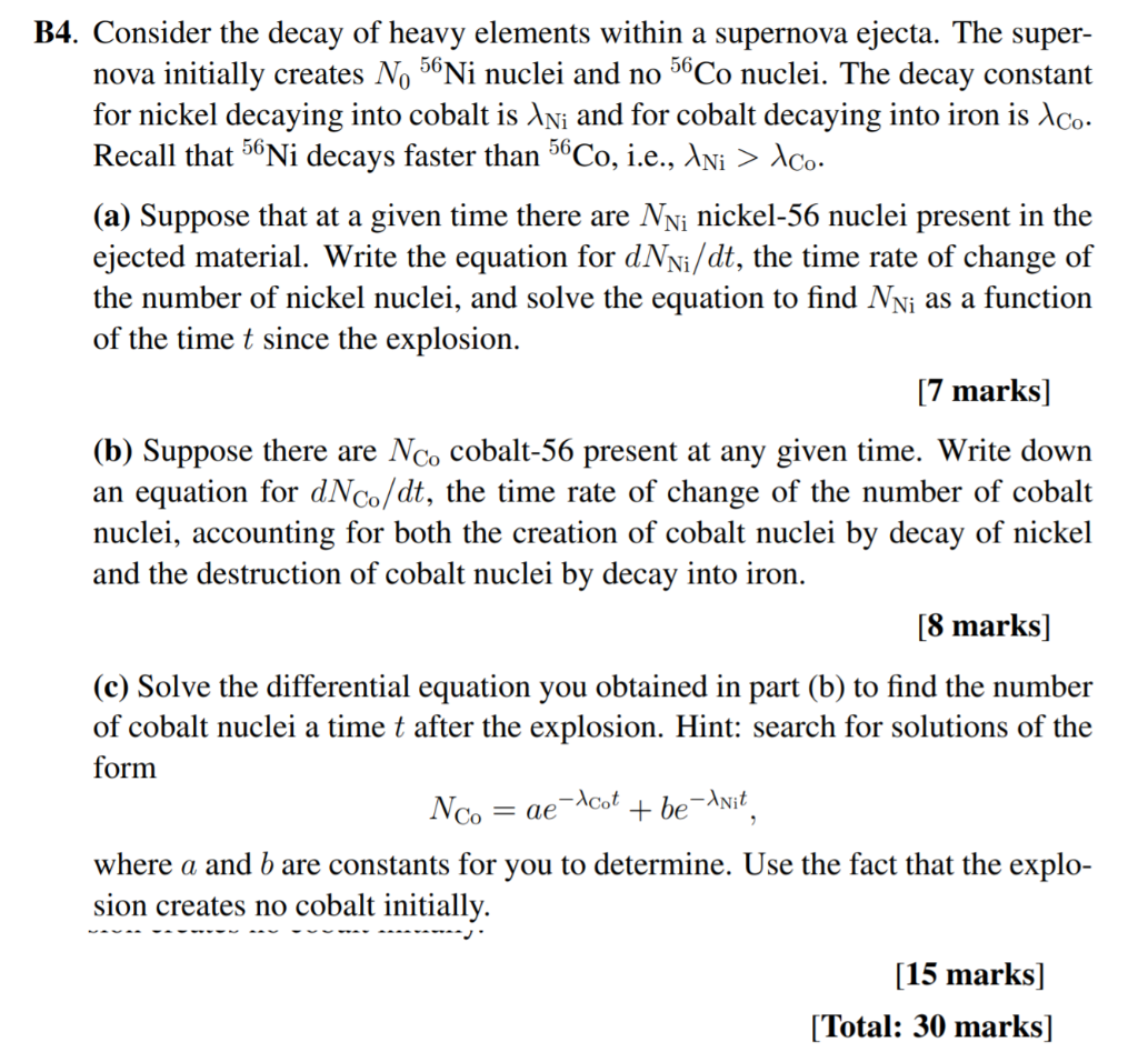 For (b) I write dN_co/dt = -lambda N_co + lambda N_Ni | Chegg.com