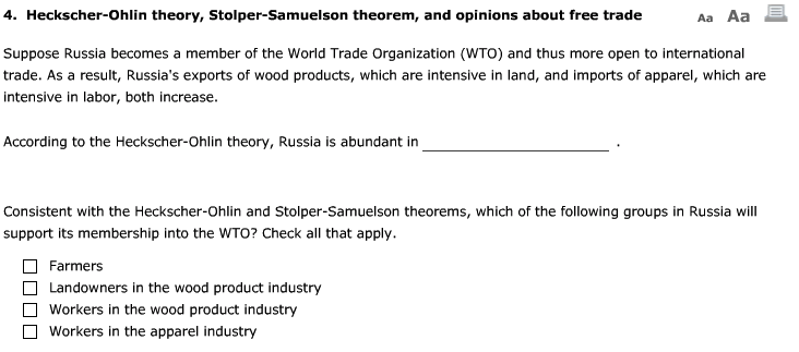 Solved 4. Heckscher-Ohlin theory, Stolper-Samuelson theorem, | Chegg.com