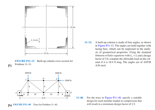 11-13. A built-up column is made of four angles, as | Chegg.com