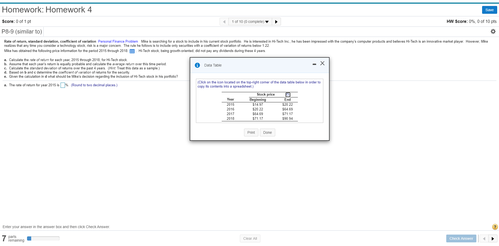 Solved Homework: Homework 4 Save Score: 0 of 1 pt 1 of 10 (0 | Chegg.com
