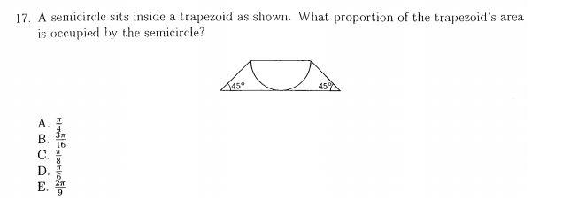 Solved 17. A semicircle sits inside a trapezoid as shown. | Chegg.com