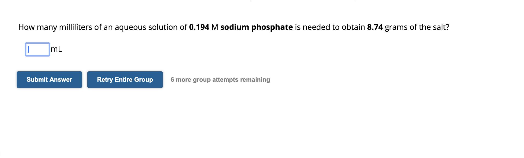 Solved How many milliliters of an aqueous solution of 0.194M | Chegg.com
