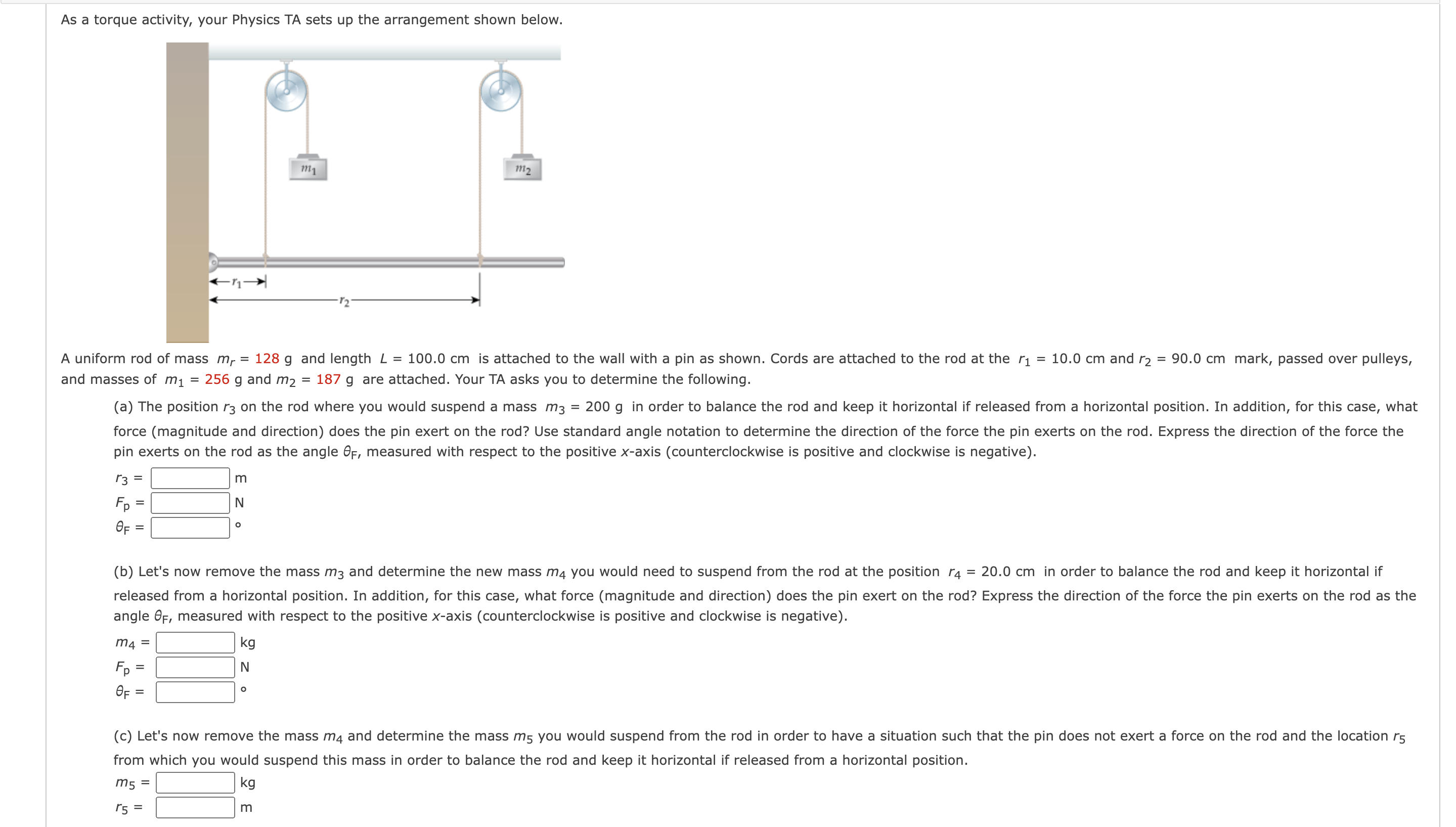 Solved As a torque activity, your Physics TA sets up the | Chegg.com