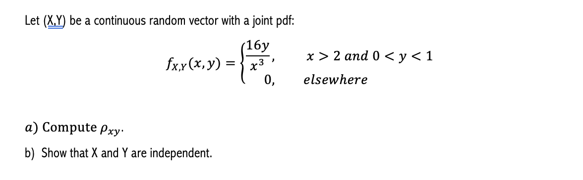 Solved Let Xy Be A Continuous Random Vector With A Joint 
