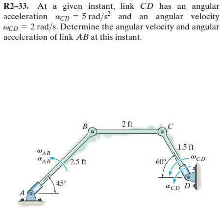 Solved R2-33. At a given instant, link CD has an angular | Chegg.com