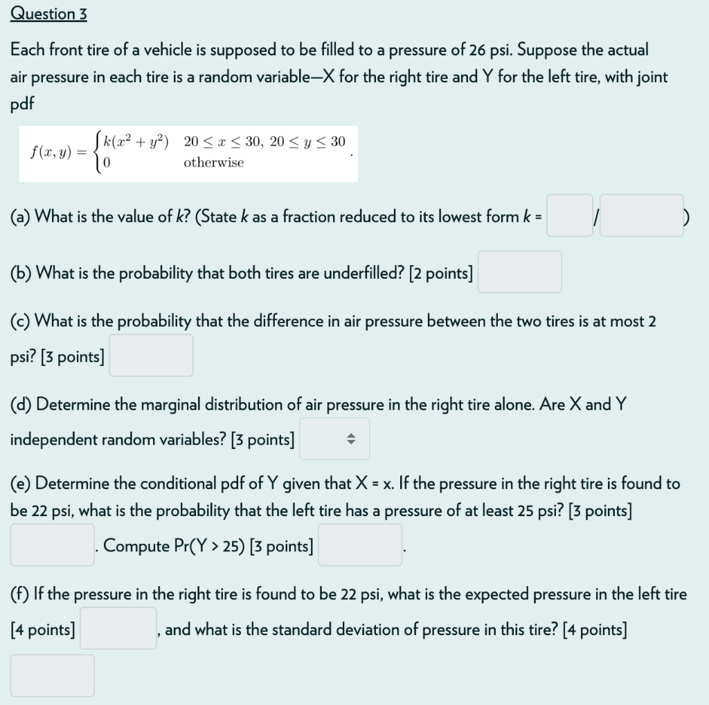 Solved Each front tire of a vehicle is supposed to be filled | Chegg.com