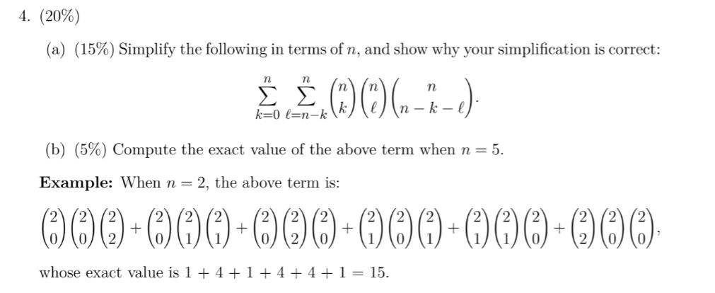 Solved 4. (20%) (a) (15%) Simplify the following in terms of | Chegg.com