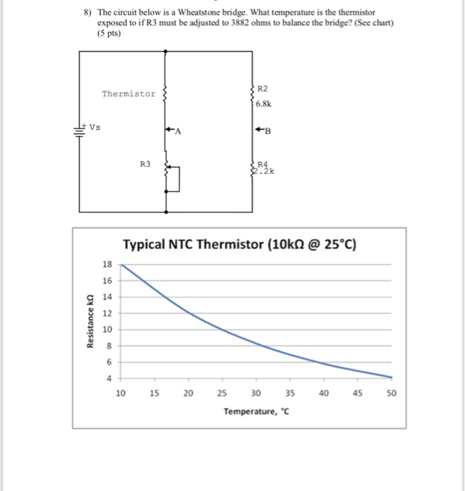 Solved 8) The circuit below is a Wheatstone bridge. What | Chegg.com