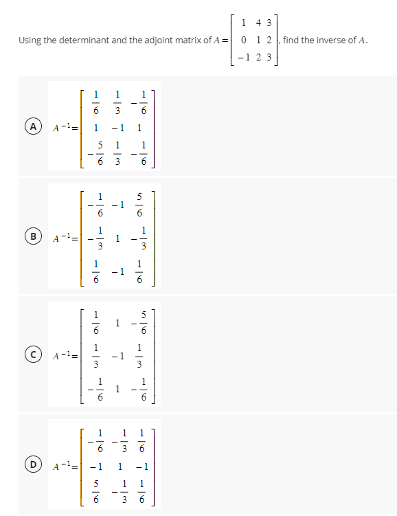 Solved Using the determinant and the adjoint matrix of | Chegg.com