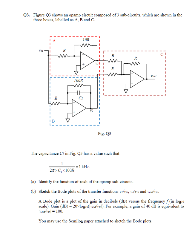 Solved Q3. Figure Q3 shows an opamp circuit composed of 3 | Chegg.com