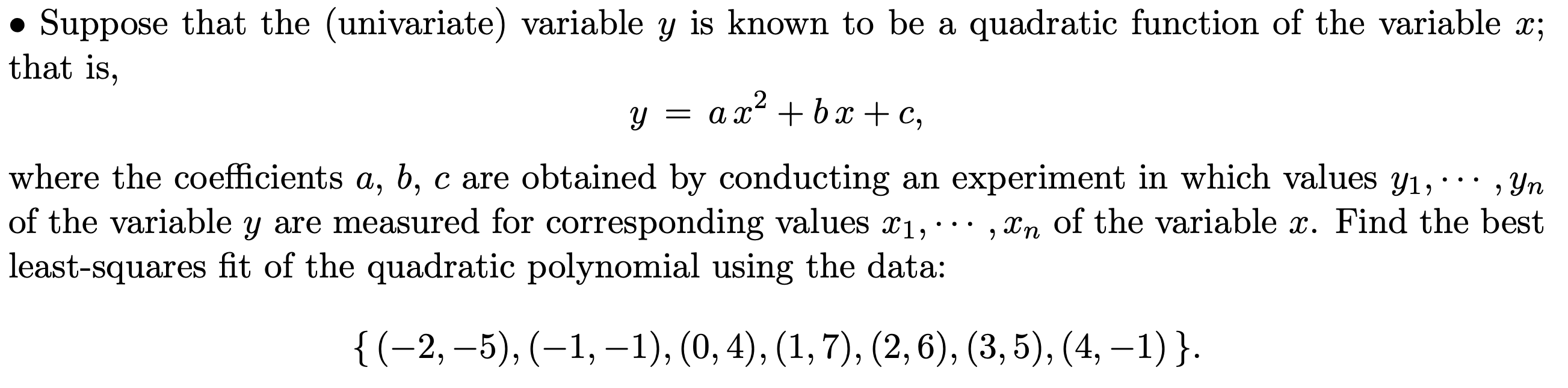 Solved • Suppose that the (univariate) variable y is known | Chegg.com