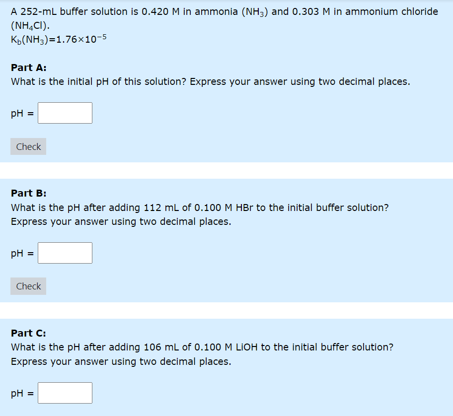 Solved A 252−mL buffer solution is 0.420M in ammonia (NH3) | Chegg.com