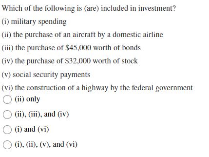 Solved Which of the following is (are) ﻿included in | Chegg.com