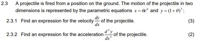 Solved 3 A projectile is fired from a position on the | Chegg.com