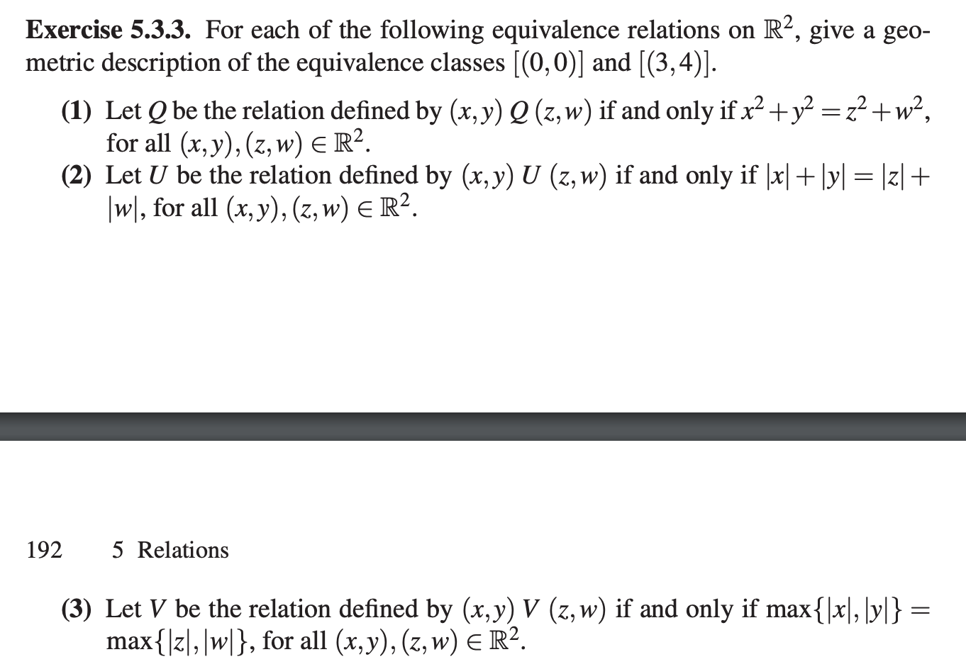 Solved Exercise 5.3.3. For each of the following equivalence | Chegg.com