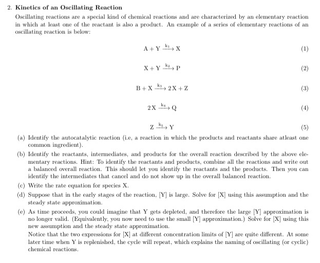 Solved 2. Kinetics of an Oscillating Reaction Oscillating | Chegg.com