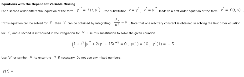 Solved Equations with the Dependent Variable Missing y = f | Chegg.com