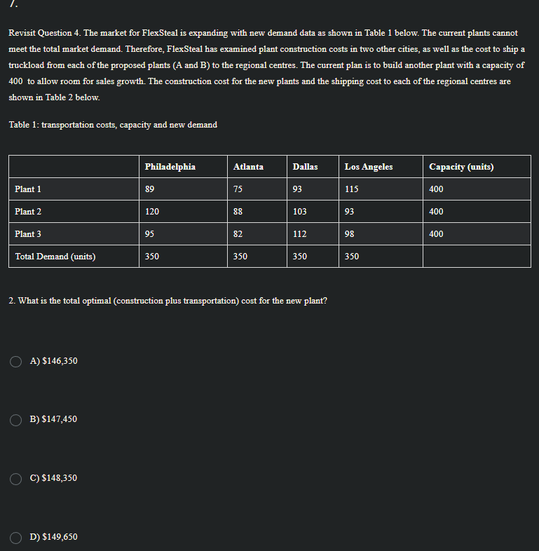 Solved Revisit Question 4. The market for FlexSteal is | Chegg.com